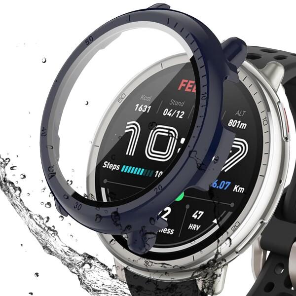 BOOLINN For Amazfit Active 2 ケース 3D 直角エッジ 超薄型 PC+ガラス素材 一体型 amazfit active 2 カバー 対応 高透過率 キズ防止 指紋防止 簡単に取り付け・取 全面保護 アマズフィット...