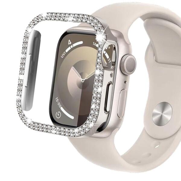 CIOODDW for アップルウォッチ カバー 40mm 41mm 42mm 44mm 45mm 46mm 49mm キラキラ 超簿軽量 耐衝撃 100%?敏度 96? 金属 ダブルダイヤモンド 飾りフレーム apple watch カバ...