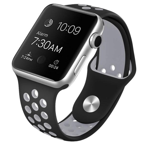 (Pellforia) アップルウォッチ バンド ベルト 42mm 44mm 45mm 46mm 49mm 対応 シリコン製 SE Ultra 全シリーズ対応 黒 × グレー Sサイズ商品コード：66079758681型番：APWBD42-...