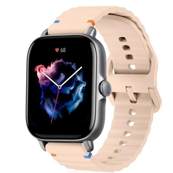 (RosMank) 20mm シリコン バンドAmazfit T-Rex 3 Pro 44mm/Active2/Active/GTR Mini/GTS 4/GTS 3/GTS 2/GTR 42mm対応、Amazfit Bip 3/Bip S...