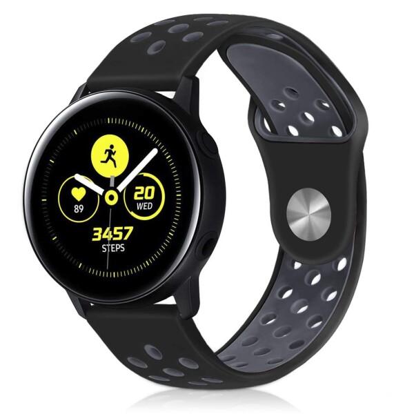 (Runostrich) 20mm時計バンド 柔らかく多空気穴通気性のシリコン スポーツ バンド 取付幅20mm のスマートウォッチと伝統的な腕時計交換用バンド (20mm, ブラックアッシュ)商品コード：66079758841型番：RS0...