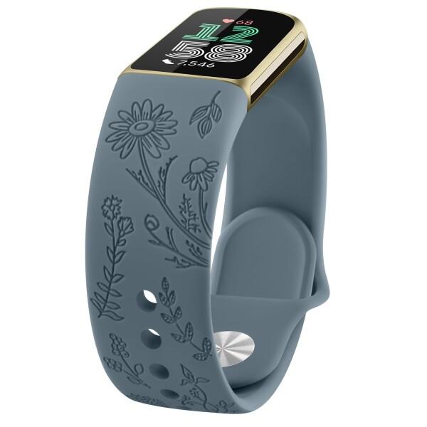 花模様 ベルト for Fitbit Charge6 ベルト Charge6 バンド Charge5 ベルト Fitbit Charge5 バンド, 交換ベルト シリコン交換バンド 柔らかい チャージ5 ベルト (アッシュブルー)商品コード...