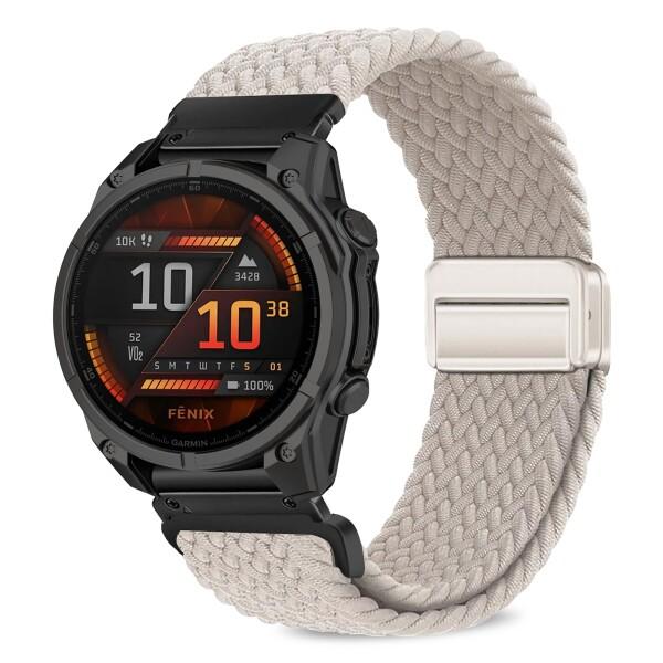 (VanHooc) Quickfit 22mm バンド Garmin Fenix 8/8 Pro 47mm/Quatix 8/Tactix 8 47mm ナイロン クイックフィット ブレイデッド 編組 伸縮性 マグネット バックル 通気性 ...