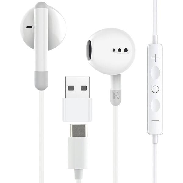 タイプc イヤホン 有線 イヤホン type-c 高感度カラオケMEMSマイクGalaxy, Xiaomi, OnePlus, OPPO, Pixel7などに対応 ホワイト商品コード：66079759064型番：YF61カラー：YF61A幅...