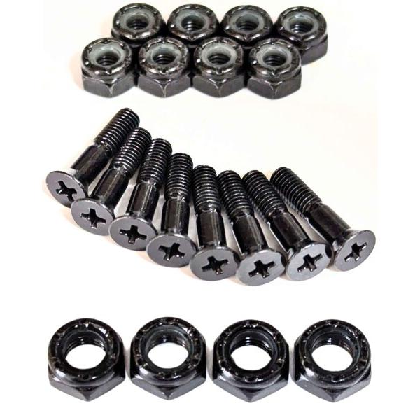 スケボー ハードウェア 高強度 スチール［ブラック/シルバー］WALNUTSKATE ボルト スケートボード ロングボード サーフスケート クルーザー (7/8'' ビス＋アクセルナット, ブラック(BLACK))商品コード：6607975...