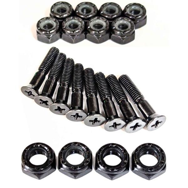 スケボー ハードウェア 高強度 スチール［ブラック/シルバー］WALNUTSKATE ボルト スケートボード ロングボード サーフスケート クルーザー (1'' ビス＋アクセルナット, ブラック(BLACK))商品コード：660797598...