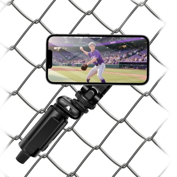 ALAFLY フェンスマウント スマホ/アクションカメラ用 MagSafeに対応 調整可能したチェーンリンクグリッドとフェンススタイルの磁気式電話ホルダー 野球、フットボール、ソフトボールの試合の録画用 対応GameChanger Mevo...