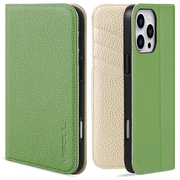 VISOUL iPhone16 Pro 対応 ケース 手帳型 本革 MagSafe対応 アイフォン16 プロ レザーケース スマホケース あいふぉん16プロ 横置きスタンド機能 カード収納 全面保護 マグネット内蔵 携帯カバー 柔軟なTPU...