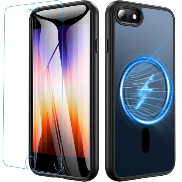 Fin2feel For iPhone SE3/SE2ケースガラスフィルム付き 米軍MIL規格 耐衝撃 黄ばみ防止 指紋防止 TPU + PC素材 iPhone 8/7 4.7インチ対応（ブラック)商品コード：66079761298型番：i...