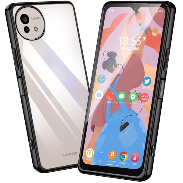 LONGINTIAN For AQUOS Wish4用 ケース クリア SH-52E A402SH 透明 カバー シャープ ウィッシュ4用 耐衝撃 スマホケース TPU SH-M27 携帯カバー 薄型 軽量 ストラップホール付き(ブラック)...