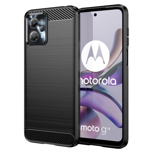 For MOTO G13 ケース (Gosento) シリコン 衝撃吸収カバー 防指紋 炭素繊維カバー MOTO モトローラ モト G13 ケース カバー (ブラック)商品コード：66079761857型番：PM-TQW-Moto-G13-...