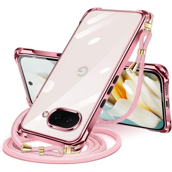 NISIILNG Google Pixel 9a 用 ケース クリア ショルダー pixel9a 用 スマホケース ピクセル 9A カバー 肩掛け 斜めかけ 縄掛けケース 耐衝撃 透明 薄型 軽量 TPU 紐付き 斜めがけ 織りストラップ付...