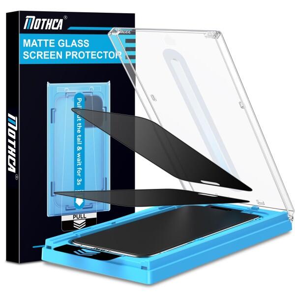 【発売日：2025年06月30日】MothcaiPhone 16/iPhone 15用 ガラスフィルム 覗き見防止 2枚 さらさら失敗なし 自動位置決めボックス 貼り付け超簡単 保護フィルム さらさら 全面保護 強化極細黒縁 気泡ゼロ 指紋...