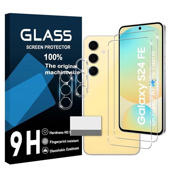 cronincards 対応 Galaxy S24 FE 5G ガラスフイルム ＋ レンズ保護フィルム（2+2枚入）対応 Galaxy S24 FE 5G フィルム 対応 ギャラクシー S24 FE 5g 保護フィルムCRONINP-S24...