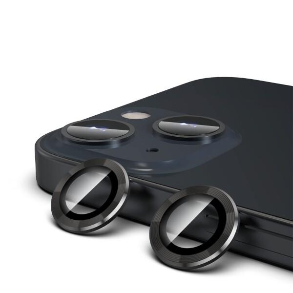CloudValley カメラフィルム iPhone 13 / iPhone 13 mini 用 カメラ レンズ保護フィルム HD 高透過率 強化ガラス + アルミニウム合金製 9H硬度 耐衝撃 防塵 レンズカバー ブラック商品コード：66...