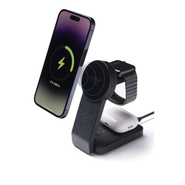 PLAY EZ Fold - 3 in 1 Charging Station商品コード：66079764230型番：PEMC-435768カラー：ブラック1台で、「対応のiPhone」「AppleWatch」「AirPods」をまとめて充電...