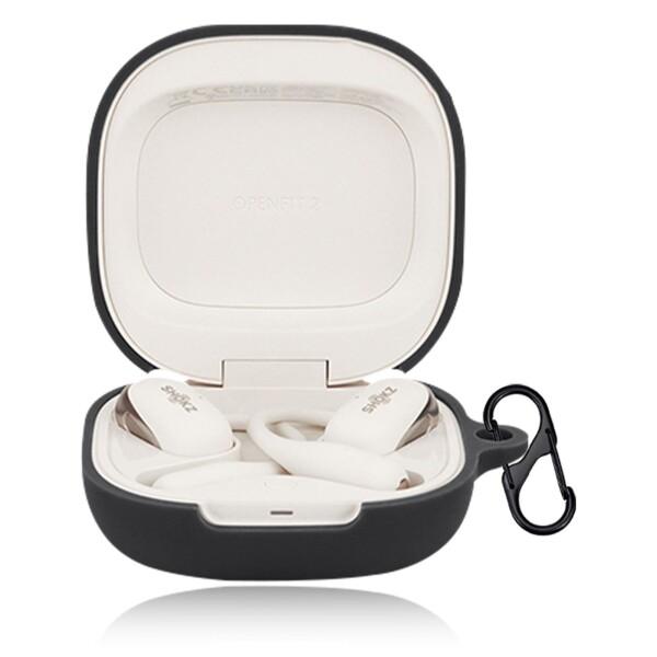 For Shokz OpenFit 2 ケース カバー Mosasa Shokz OpenFit 2 シリコン保護ケース 充電便利 全面保護 紛失防止 滑り止め 軽量 キズ防止 スリム 薄型 旅行 耐衝撃 防塵-ブラック商品コード：6607...