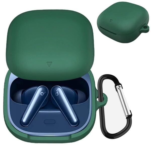 TOORQR For Anker soundcore liberty 5 ケース カバー anker soundcore liberty 5シリコン素材 ケース 保護カバー 防水 防塵 落下防止 キズ防止 全面保護 軽量 カラビナ付き(グリ...