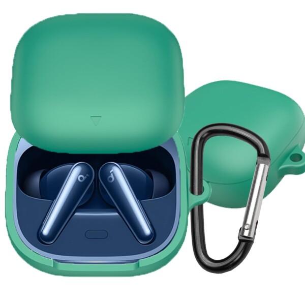 BUITFOU For Anker Soundcore Liberty 5 ケース Liberty 5 保護カバー Liberty 5 ケース 柔らかい シリコン製 落下防止 キズ防止 耐衝撃 防塵 軽量 装着充電可能 カラビナ付き 紛失防...