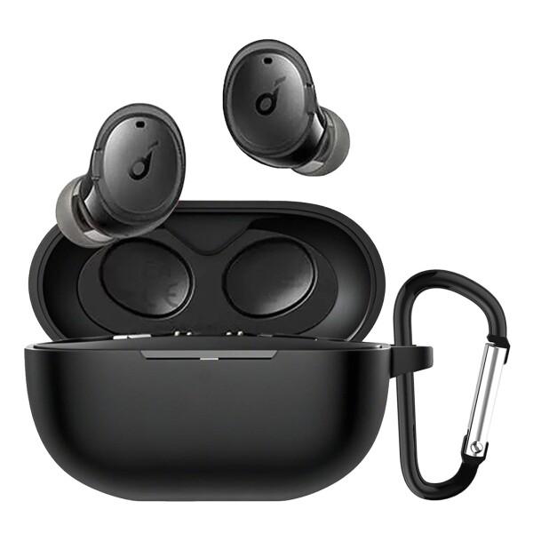 TOORQR For Anker Soundcore Life A3i ケース カバー Anker Soundcore Life A3iシリコン素材 ケース 保護カバー 防水 防塵 落下防止 キズ防止 全面保護 軽量 カラビナ付き(ブラック...