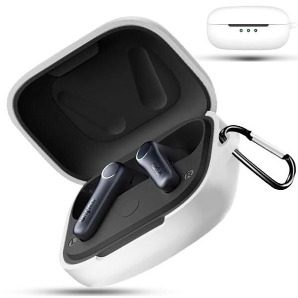 For earfun air pro 4 ケース  対応 earfun air pro 4 柔らかく快適なシリコン素材（カラビナ付き ）損失の防止 落下防止 キズ防止 耐衝撃 装着充電可能 防水 防塵 (ホワイト)商品コード：6607976...
