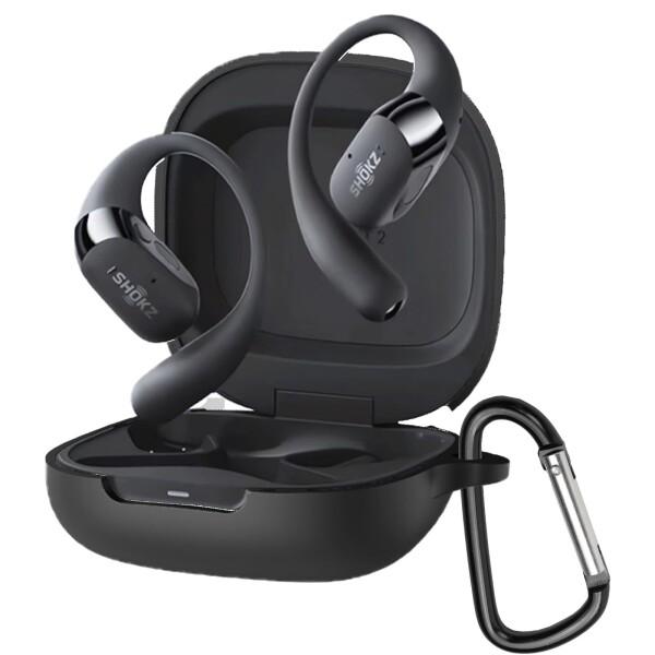 BUITFOU Shokz OpenFit 2 ケース Shokz OpenFit 2 保護ケース 柔らかい シリコン製 落下防止 キズ防止 耐衝撃 防塵 軽量 装着充電可能 カラビナ付き 紛失防止(ブラック)商品コード：660797649...
