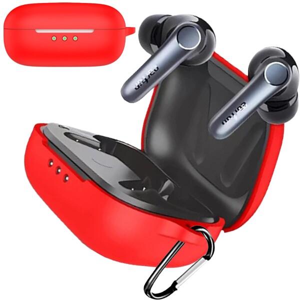 CIOODDW 可兼容 earfun air pro 4 ケース対応 earfun air pro 4 液状シリコン ケース全面保護 充電 LEDライトが見える 耐衝撃 軽量 キズ防止 キーホルダー付き イヤーファンエアプロ4 カバー(レッ...