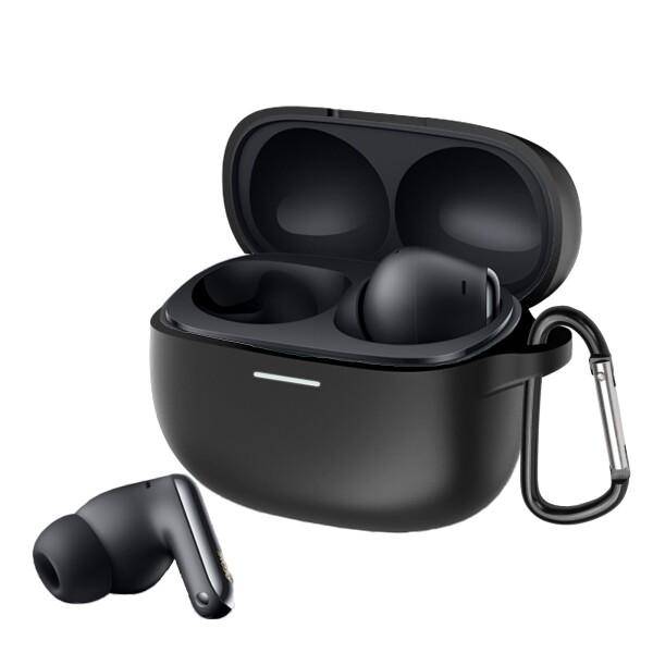 YAODLE For Redmi Buds 6 Pro 用 ケース カバー Redmi Buds 6 Pro用保護カバー 保護ケース シリコンケース 装着充電可能 全面保護 落下防止 キズ防止 耐衝撃 防塵 軽量 収納 カラビナ付き(ブラッ...