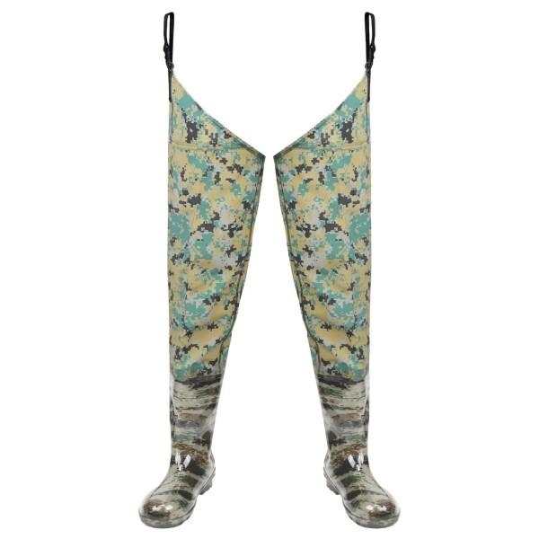 (SANLIKE) 胴長 長靴 ウェーダー ハイウェーダー ポケット付き 釣り ブーツ PVC撥水加工 胴長靴 防水 ウェーディング フローティング 海釣り 渓流 田植え 漁業 メンズサイズ (迷彩, 「41号」足長25.5cm)商品コード...