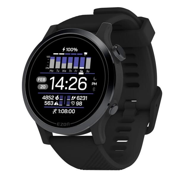 EZON R7 アドバンスド GPSスマートウォッチ 軽量29g 5ATM防水 長距離ランニング 疲労管理 心拍数 血中酸素 測定 マラソン訓練プラン対応。 (黒です)商品コード：66079767302型番：R7カラー：黒です超精密心拍数モ...