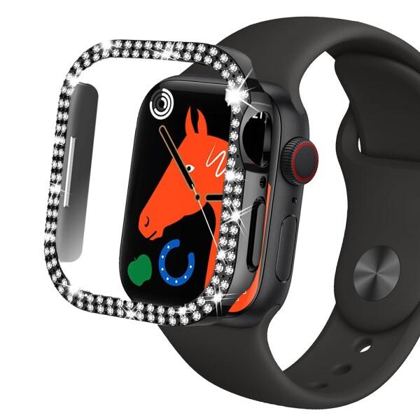 CIOODDW for アップルウォッチ カバー 40mm 41mm 42mm 44mm 45mm 46mm 49mm キラキラ 超簿軽量 耐衝撃 100%?敏度 96? 金属 ダブルダイヤモンド 飾りフレーム apple watch カバ...