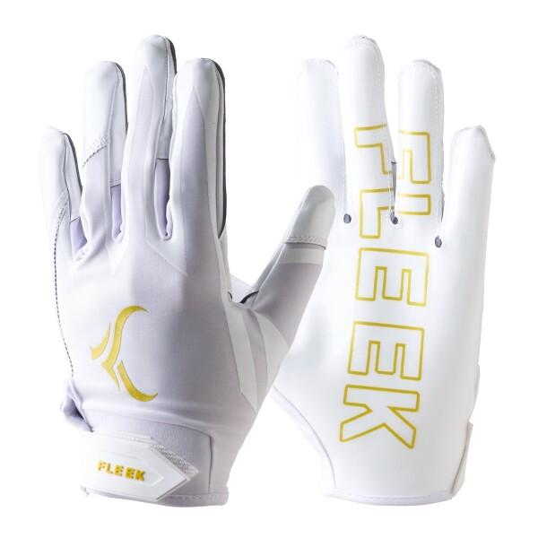 FLEEK EXTRA-FIT GLOVES 2.0 ホワイト・メタリックゴールド アメリカンフットボール 進化グリップ 高フィット感 アメリカンフットボール用 白金 (S)商品コード：66079769119サイズ：Sカラー：ホワイトゴール...