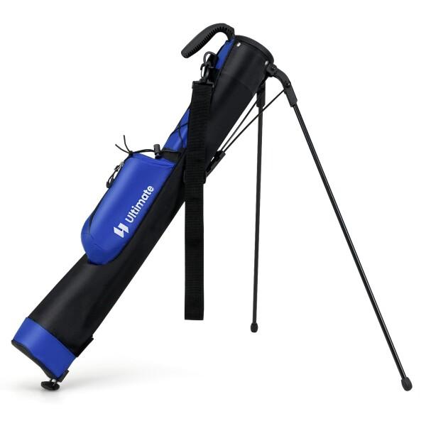 GYMAX セルフスタンドクラブケース サブバッグ ゴルフバッグ 練習用 軽量 大容量 5色展開 2分割ヘッド ポケット付き 調節ショルダーベルト メンズ レディース兼用 (ブラック x ブルー)商品コード：66079769215型番：SP...