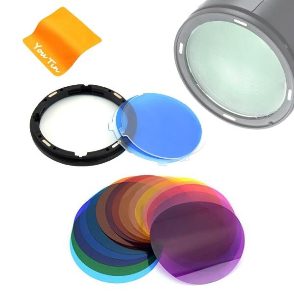 Godox AK-R16 ディフューザープレート V11C 色温度調整ジェルセット 15色 30ピース Godox V1-C、V1-N、V1-S Speedlite AD200 AD200PRO H200Rフラッシュヘッド付き商品コード：6...