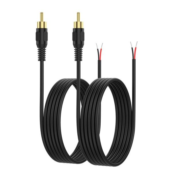 スピーカーワイヤー to RCA変換ケーブル,1メートル 2つの裸ワイヤーケーブル to RCA変換アダプター修理用コード,スピーカーアンプ、オーディオビデオAV受信機、テレビ、サブウーファー等に適用（2本入り20AWG 1M）商品コード：...