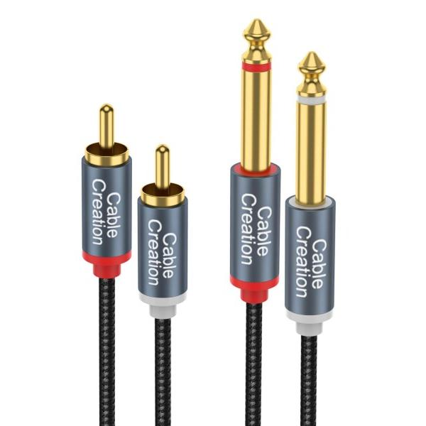 CableCreation RCA to 1/4 インチTS変換ケーブル, デュアルTS to RCAステレオオーディオ双方向変換ケーブル 金メッキ端子＋銅シェル採用 テレビ、DVDプレーヤー、iPad、PC、タブレット、アンプ、スマートフ...