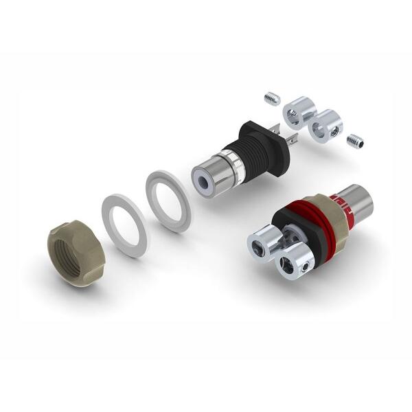 aeco RCA Jack ARJ-4045R, 2pcs/1set, Rhodium Plating, Vacuum bag商品コード：66079772281型番：ARJ-4045R一般的RCAプラグも使える導体単点接続/絶縁性良い高純度...