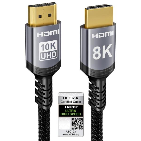 Sniokco 10K 8K HDMI 2.1ケーブル 0.5M、認証済み48Gbps超高速HDMI(R)ケーブル、0.01ms、4K 240Hz / 165Hz / 120Hz、8K 60Hz、eARC、Netflix、HDCP 2.3 ...