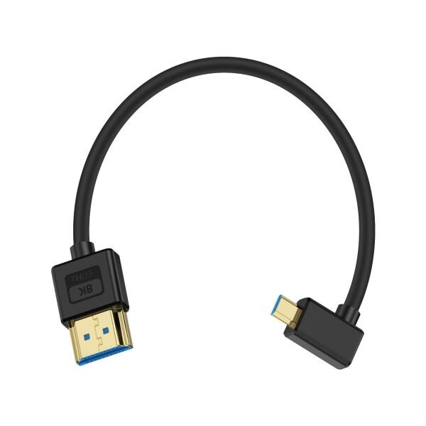Poyiccot 短い Micro HDMI to HDMI 変換アダプタケーブル 0.3m、 極薄 8K Micro-HDMI 変換ケーブル L型 左向き 柔らかい 超高速 48Gbps対応 Switch/HDTV/Roku/Xbox/P...