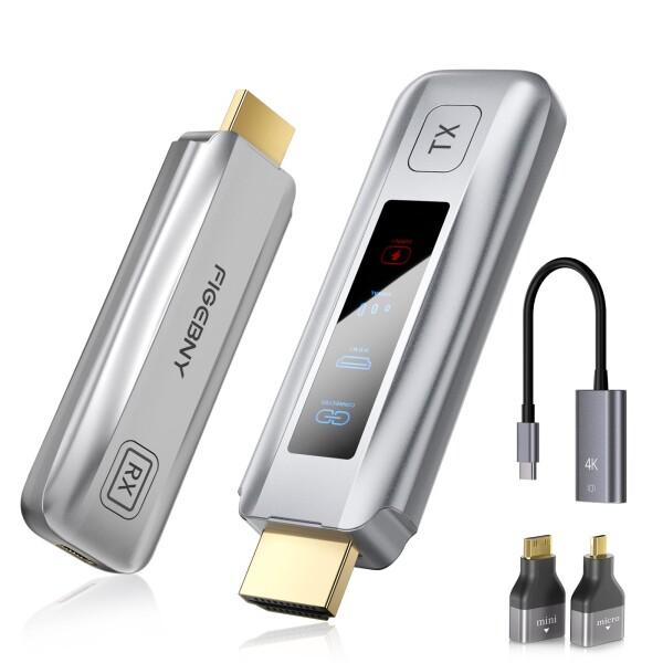 FIGEBNY hdmi 無線 ワイヤレス 送受信機セット LEDディスプレイ 搭載低遅延 30m伝送距離 パソコン、スマホ、プロジェクター、カメラなど入力 (シルバー)商品コード：66079772643型番：LS30-R6サイズ：30カラ...