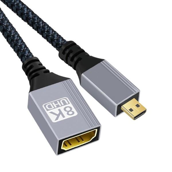 Xiwai 8K マイクロ HDMI 2.1 タイプD オス - HDMI メス 延長ケーブル HDTV モニター DV カメラ ノートパソコン ポータブル 17cm商品コード：66079772664型番：HD-026-BK-XYカラー：B...