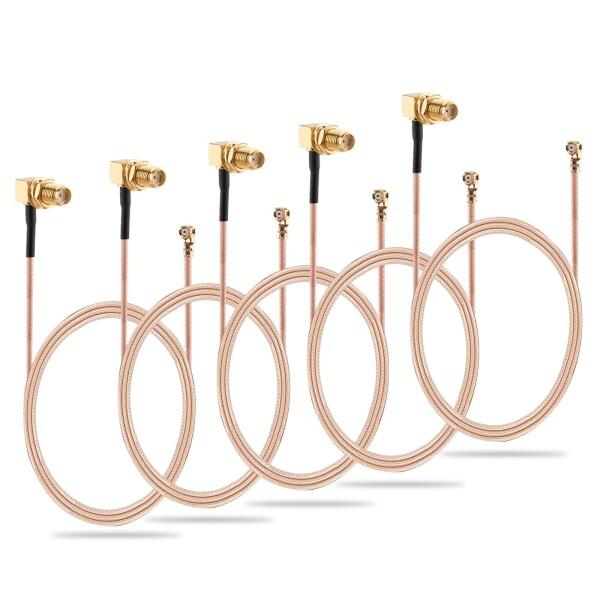 leeyovk RG178 UFL SMAコアクシアルケーブル、U.FL U.FL MHF1からSMAメス右角度ピグテールジャンパーコアクシアル低損失延長ケーブル、Wi-Fiラジオ、アンテナ、ミニPCIパック5個セット商品コード：66079...