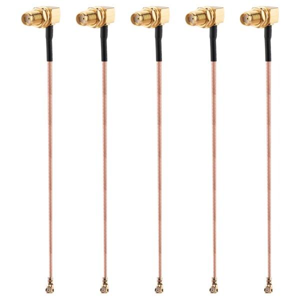 leeyovk RG178 UFL SMAコアクシアルケーブル、U.FL U.FL MHF1からSMAメス右角度ピグテールジャンパーコアクシアル低損失延長ケーブル、Wi-Fiラジオ、アンテナ、ミニPCIパック5個セット商品コード：66079...