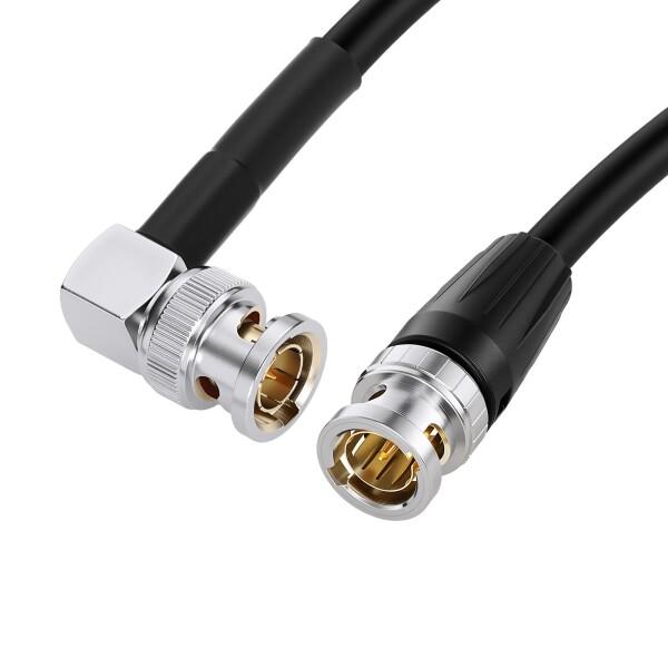 ZBLZGP 12G 75オームHD-SDIビデオ同軸ケーブルBNC オス-4K SmallHD AtomosモニターアレクサDSMC2ビデオカメラ用ライトアングルBNCオス (ストレート-エルボー, 黒色, 30CM)商品コード：6607...