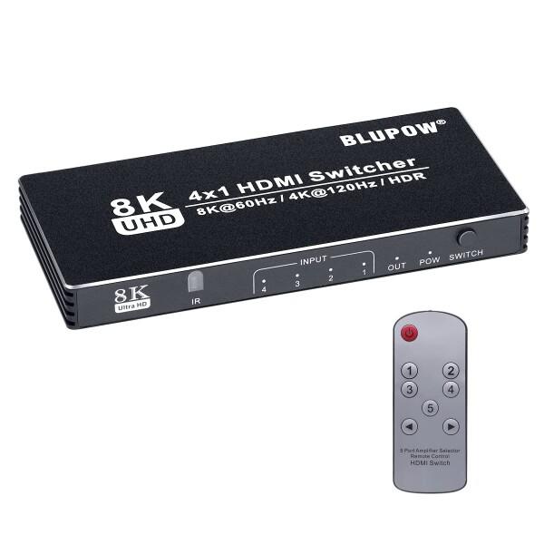 BLUPOW 8K@60Hz 4K@120Hz HDMI2.1切替器 4入力1出力 セレクター スイッチャー PS5・Xbox・Blu-ray palyer・Apple TV・Fire TVなど対応 hdmi切り替え・分配機・スプリッター ...
