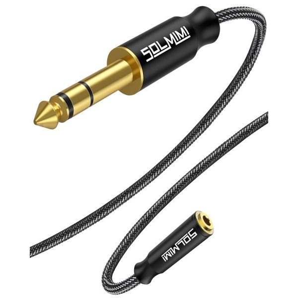 SOLMIMI 1.5M 3.5mmステレオミニ(メス) ⇒ 6.35mm標準プラグ(オス)アンプヘッドホン変換ケーブル 25cm オーディオ変換アダプター商品コード：66079773596型番：SK11サイズ：1.5Mカラー：ブラック『ス...