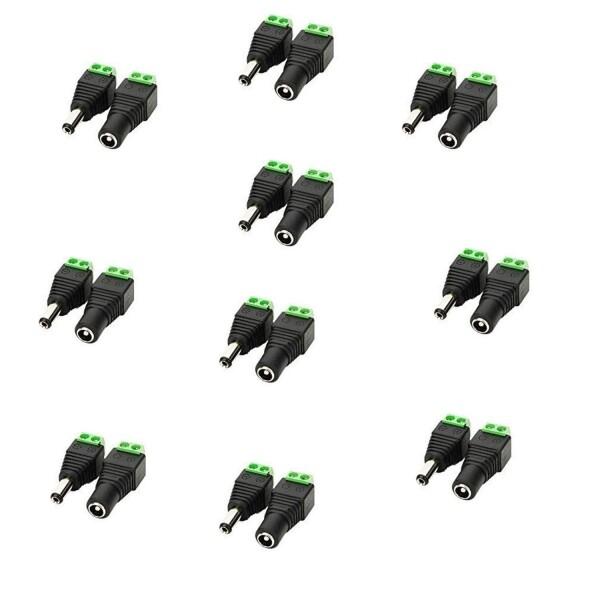 LitaElek 20個セット 5.5mm x 2.1mm DC 5V-24V電源アダプタコネクタネジ端子アダプタCCTVカメラとCOB LEDテープライト SMD LEDテープライト LEDストリップライト用DCジャック変換プラグ（10 ...