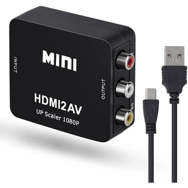 JUTOSU HDMI to RCA変換コンバーター 1080P対応 USB給電 AV出力 PS2/PS3/PS4/Xbox/カーナビ/DVD/VHS/VCR/PC/BD/TV等対応商品コード：66079773693【便利なHDMI to ...