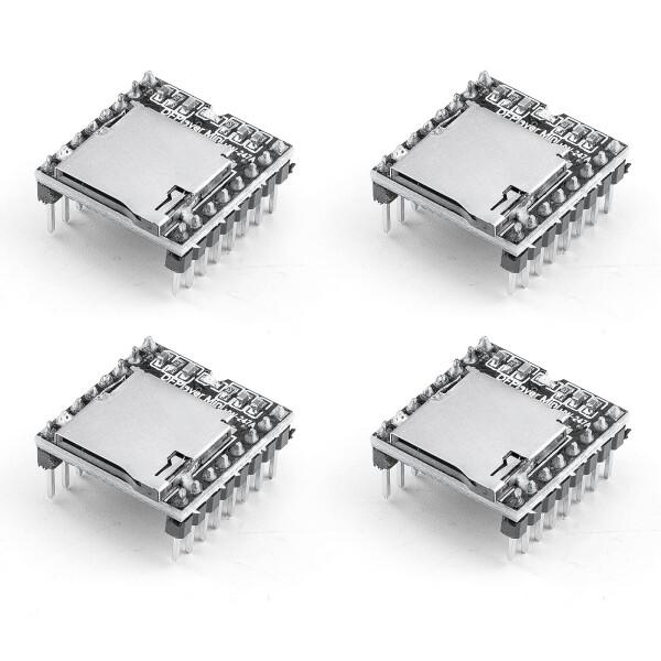 Aideepen 4個 Mini MP3プレーヤーDFPlayerオーディオモジュール、MP3 WAV WMAのを統合デコーダー、TF マイクロSDカード Uディスクをサポート 音声ボイス音楽プロセッサモジュール に対応商品コード：6607...