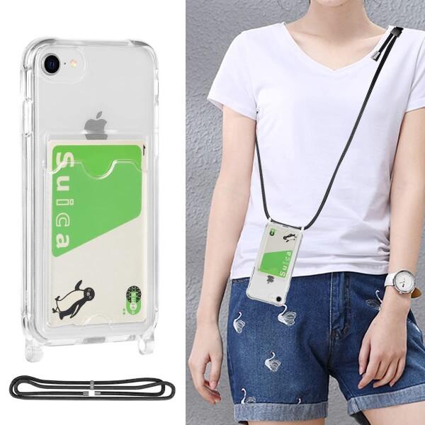 Cavor iphoneSE2世代 2020/iPhoneSE3世代（2022）/iPhone 7/8 スマホケース肩掛け首かけ斜めがけ iPhone7 ショルダーケース iPhone8 カード収納 ストラップ付き iPhone SE2 I...